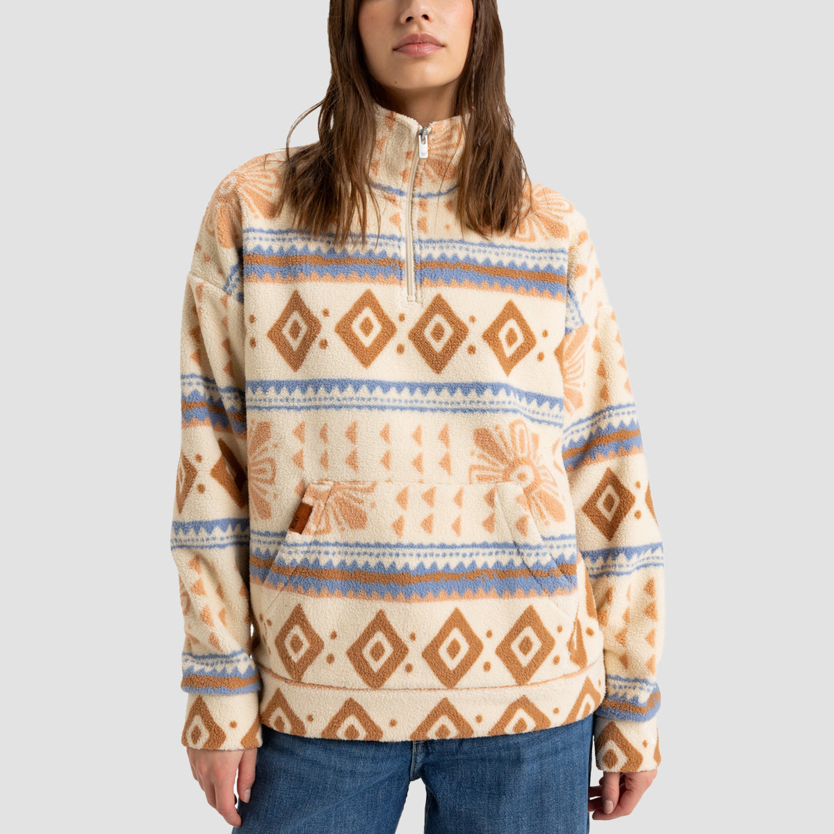 Roxy Live Out Loud Half Zip Polar Fleece Parchement Morockin Crush Sma