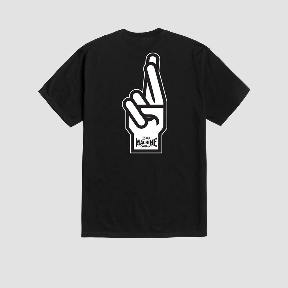 Loser Machine Good Luck Fingers T-Shirt Black