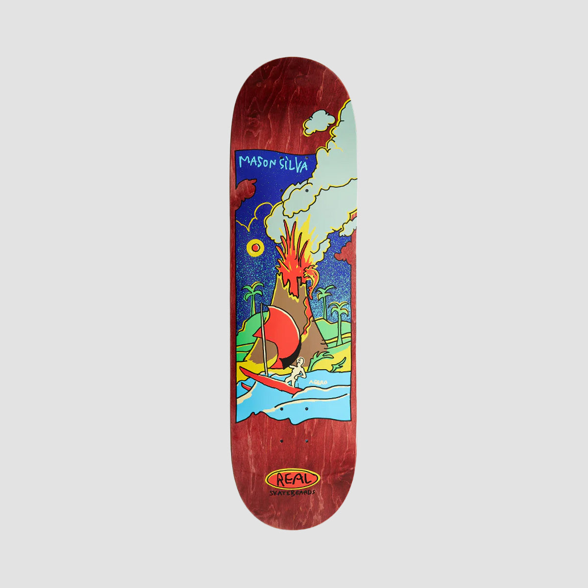 Real Mason Silva Volcano True Fit Skateboard Deck Various Stains - 8.3