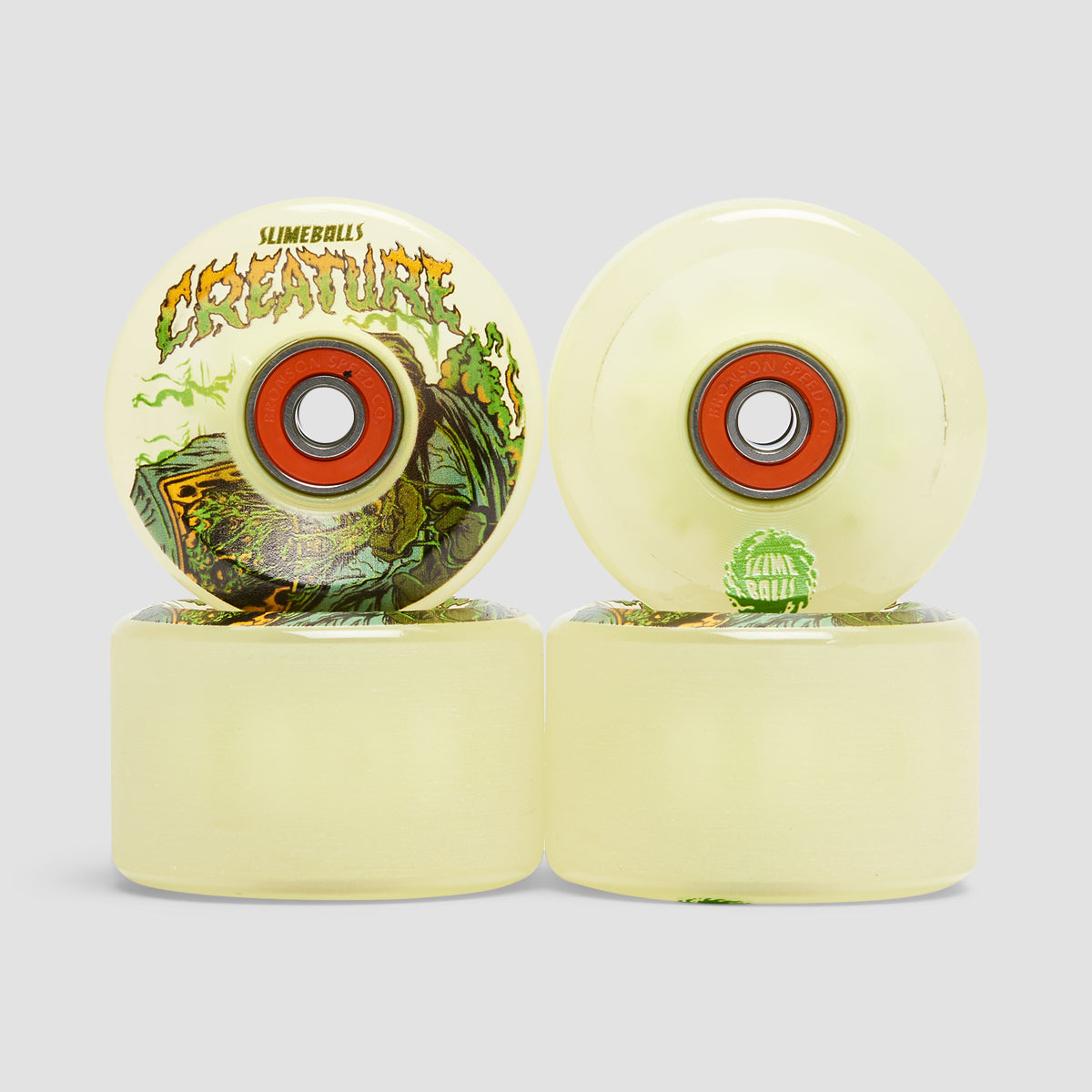 Slime Balls X Creature Atomic Light up 78a Skateboard Wheels Green 60m