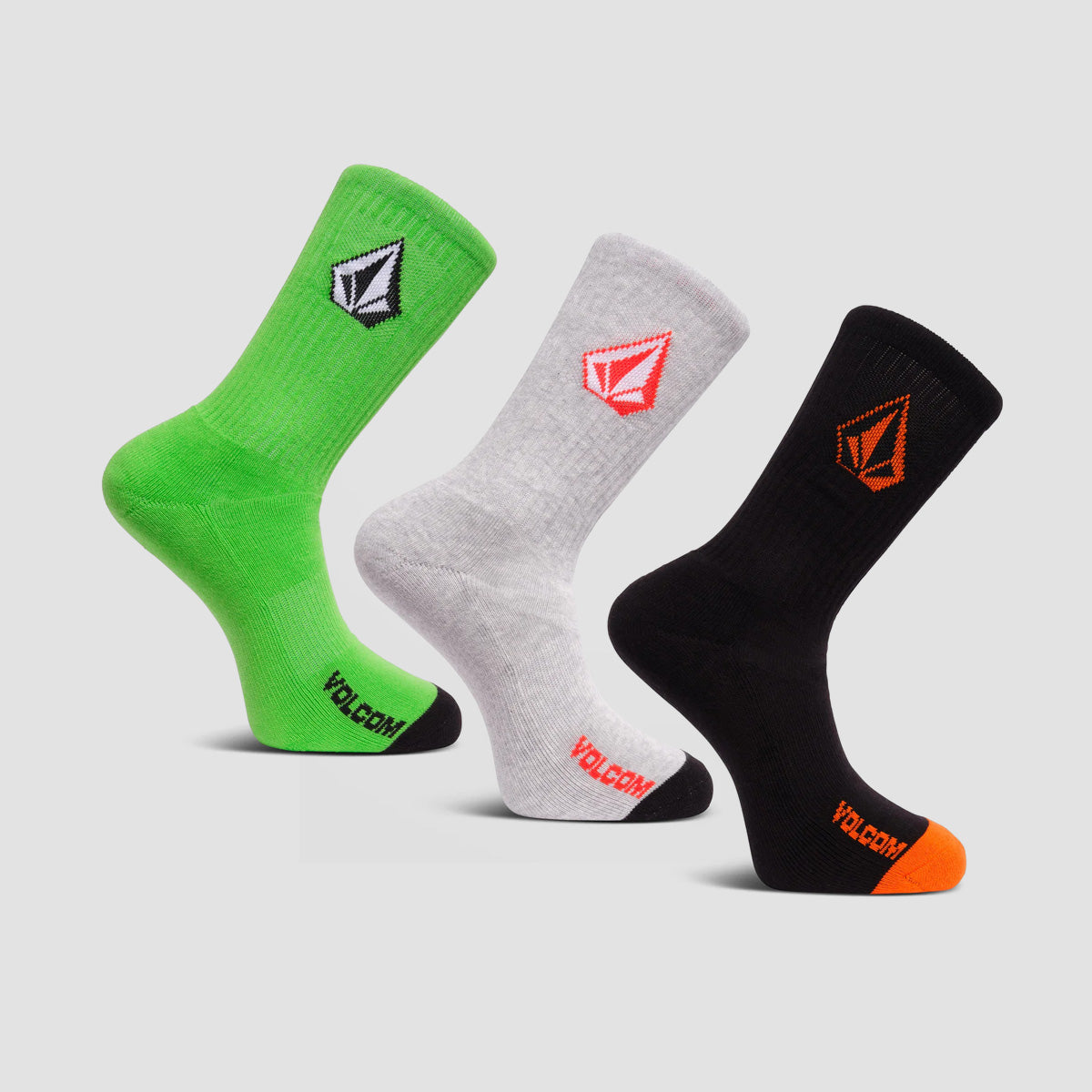 Volcom Full Stone Socks 3 Pack Electric Green