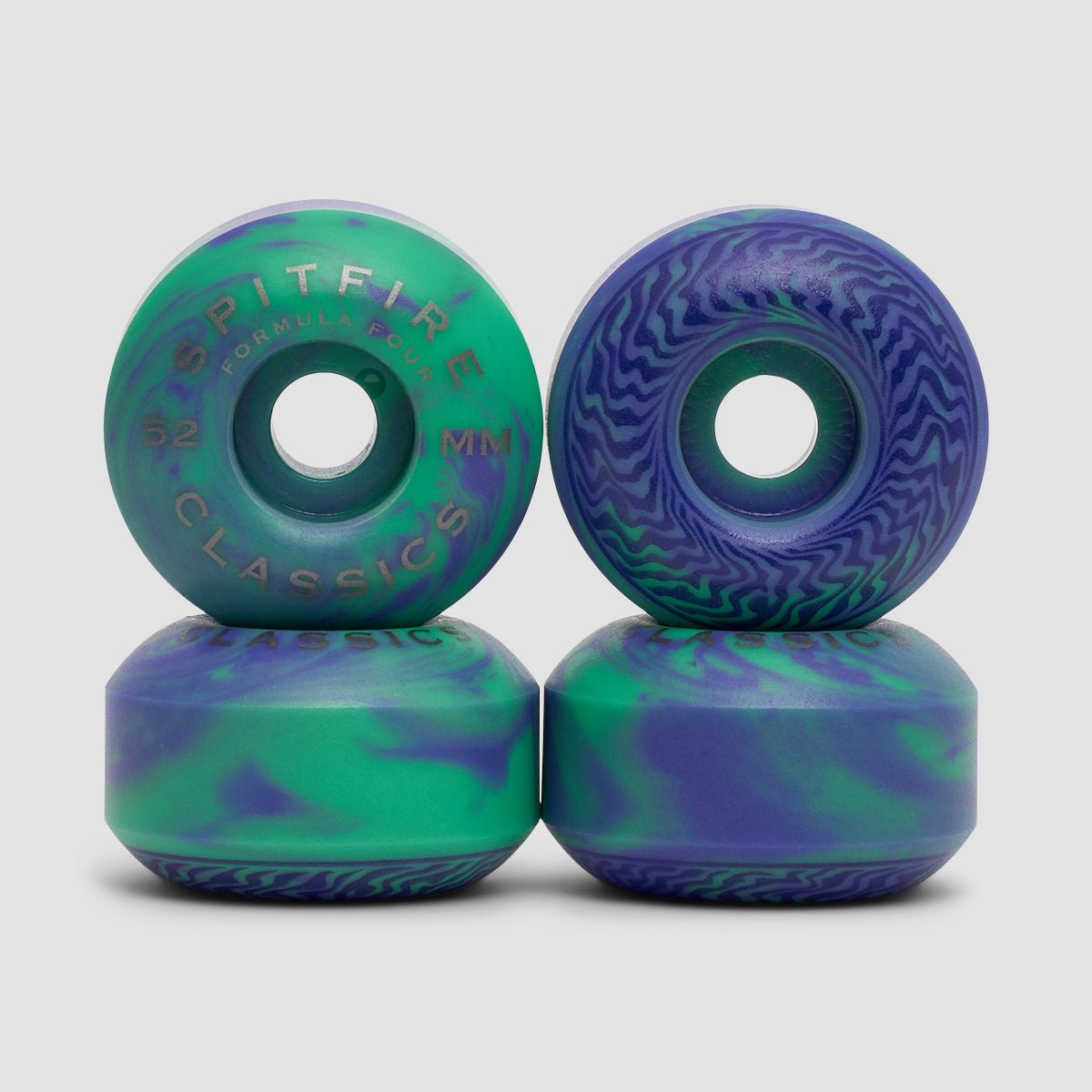Spitfire Formula Four Swirled Classic 99DU Skateboard Wheels Teal/Purp